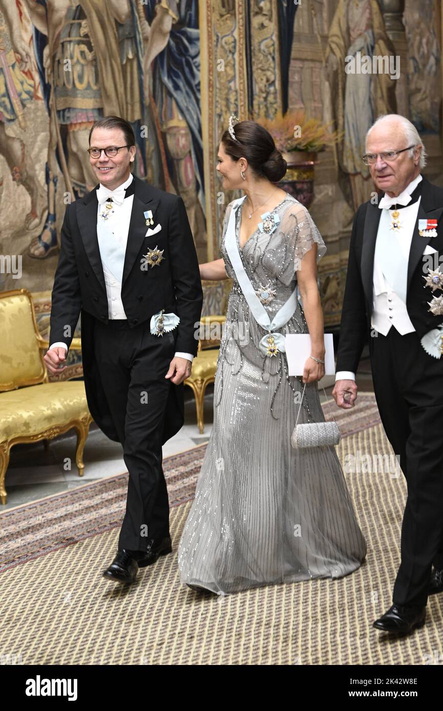 Prince Daniel, Crown Princess Victoria and King Carl Gustaf arrive at a ...