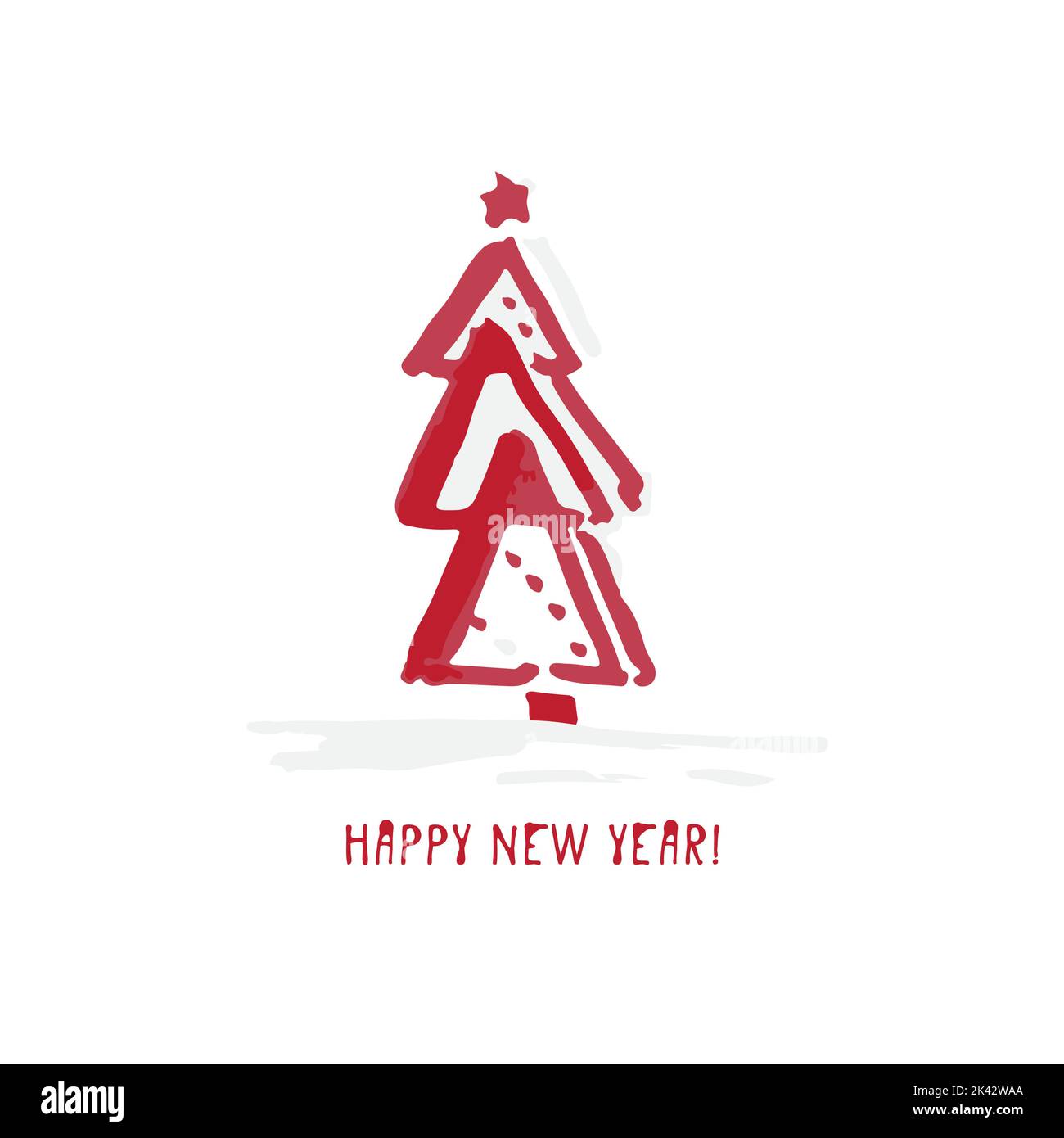 Hand-drawn festive Christmas and New Year card with holiday symbols ...