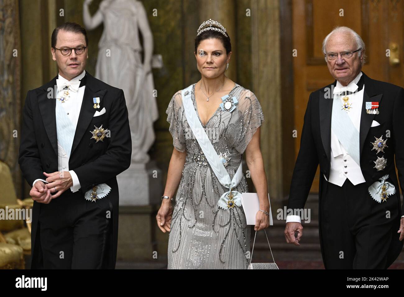 Prince Daniel, Crown Princess Victoria and King Carl Gustaf arrive at a ...