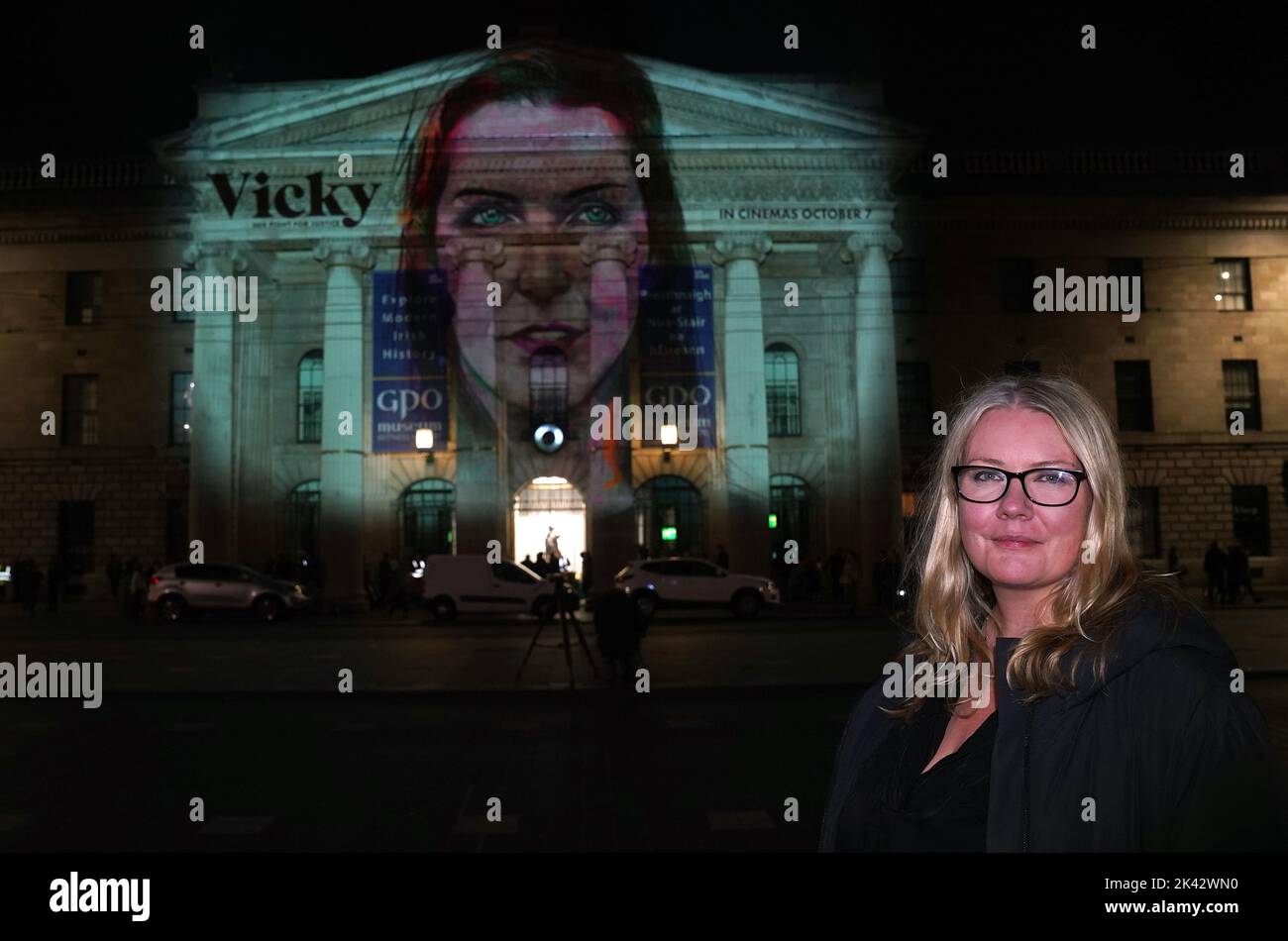 Director Sasha King at the GPO in Dublin as a digital artwork of Vicky ...