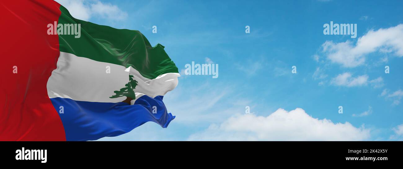 flag of Arab peoples Hadhrami people at cloudy sky background ...