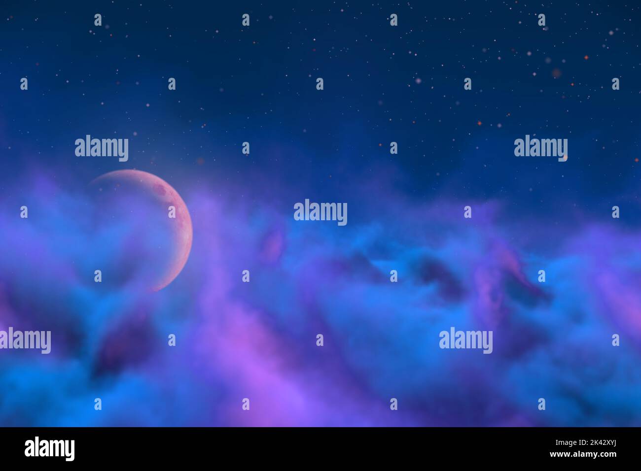 misty sky with moon with spotlights design abstract background for art ...