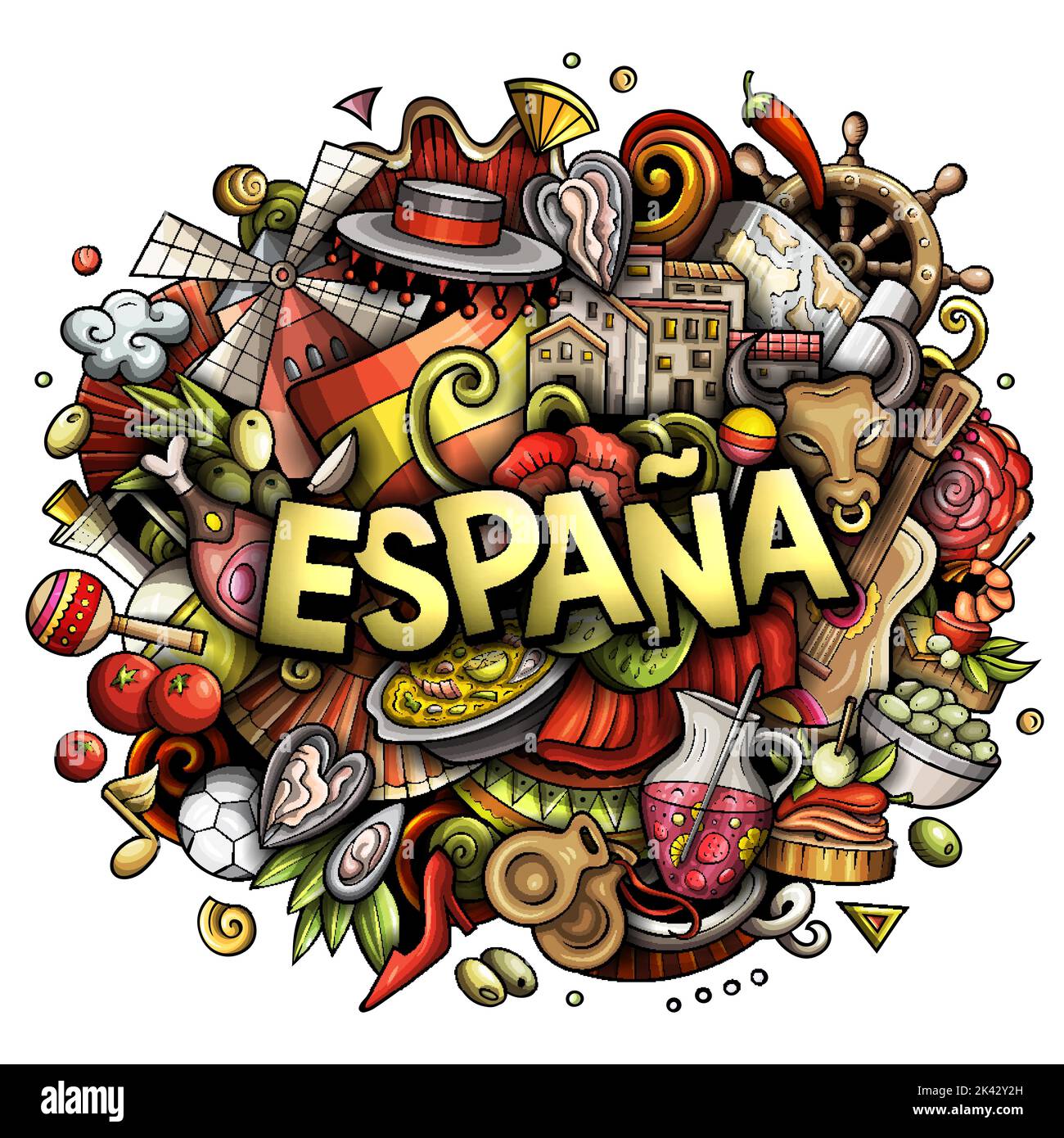 Spain hand drawn cartoon doodle illustration Stock Vector Image & Art ...