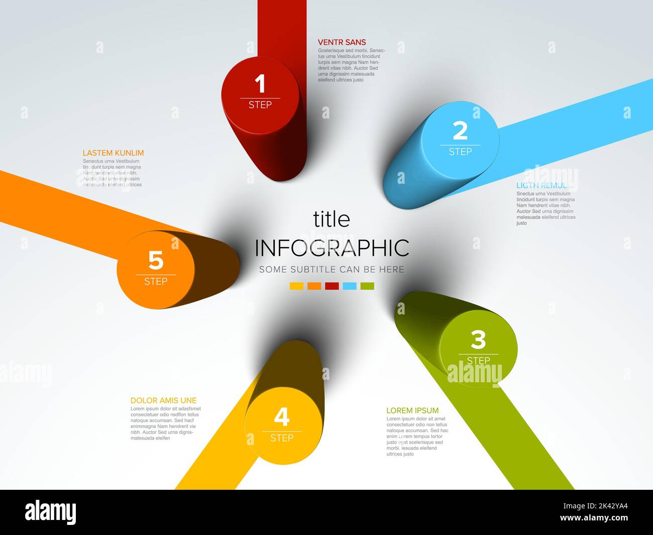 Vector light multipurpose Infographic template made from five color ...