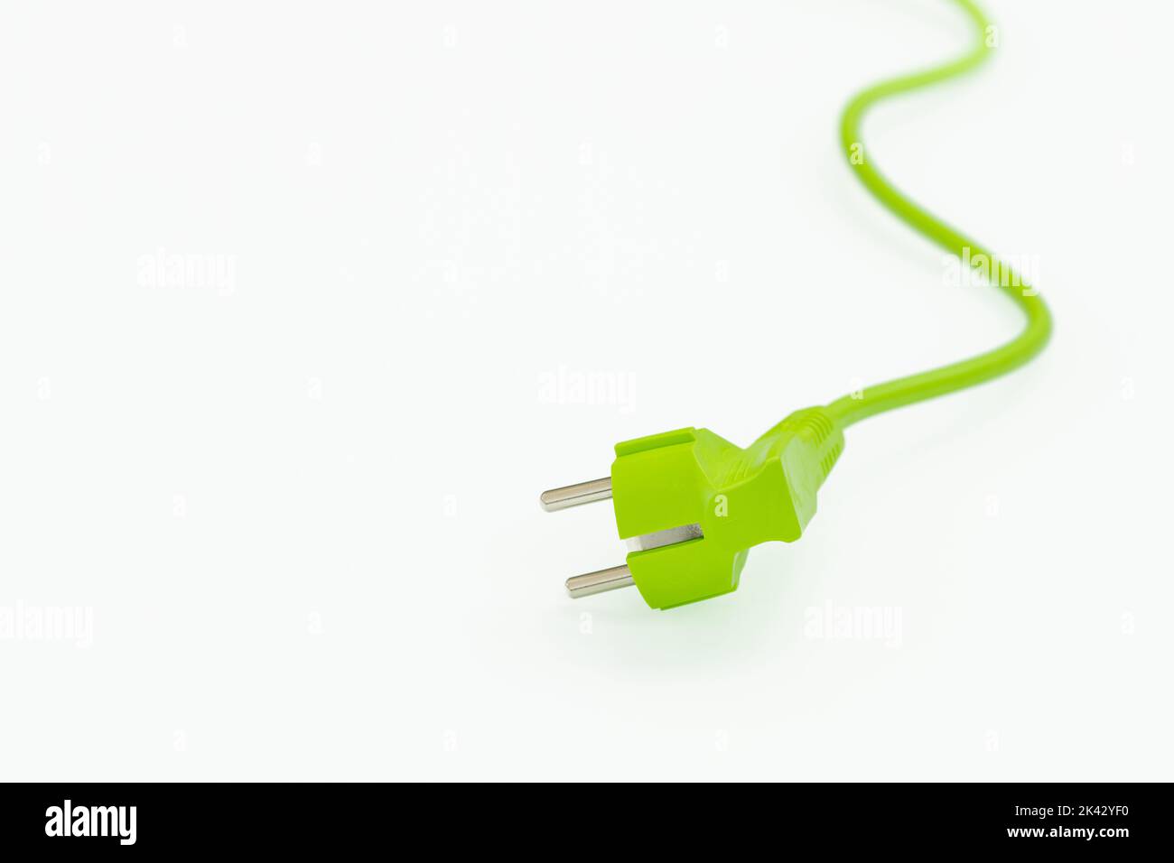 Green power plug on white background, Copy space,Concept, Green energy ...