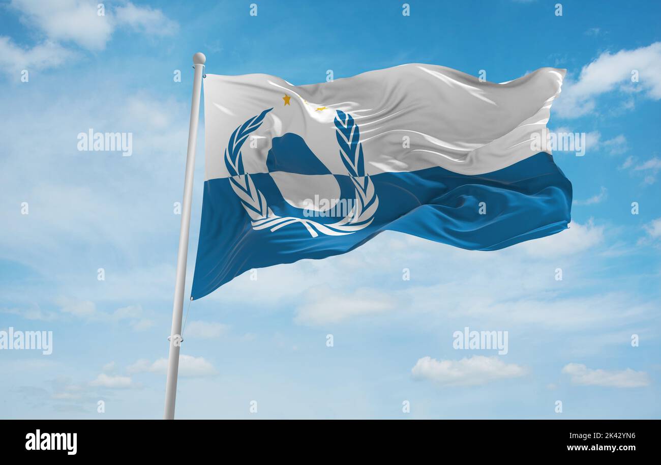 flag of Austronesian peoples Rinconada Bicolanos at cloudy sky ...