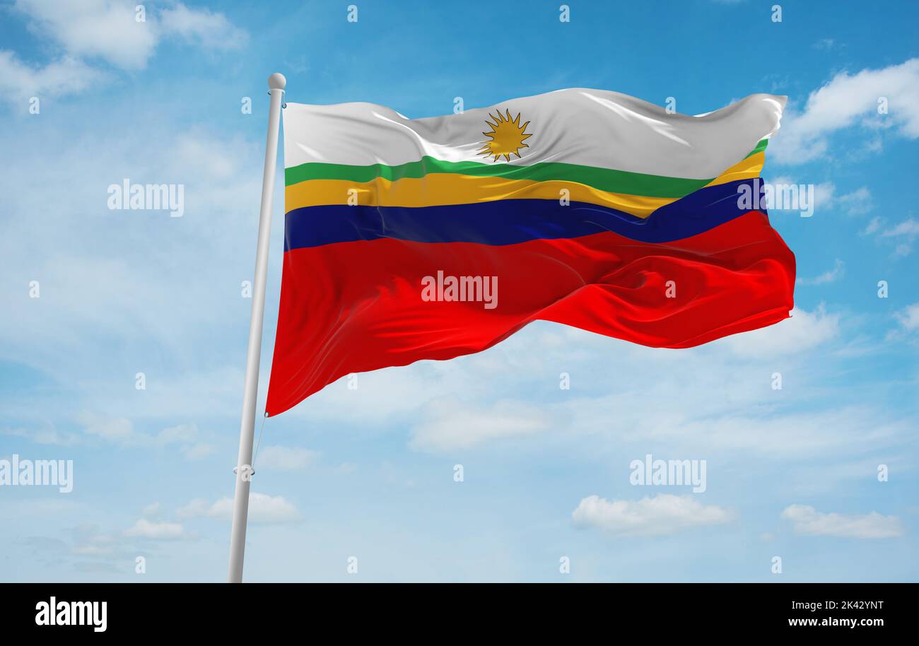 flag of Austronesian peoples Subanon people at cloudy sky background ...