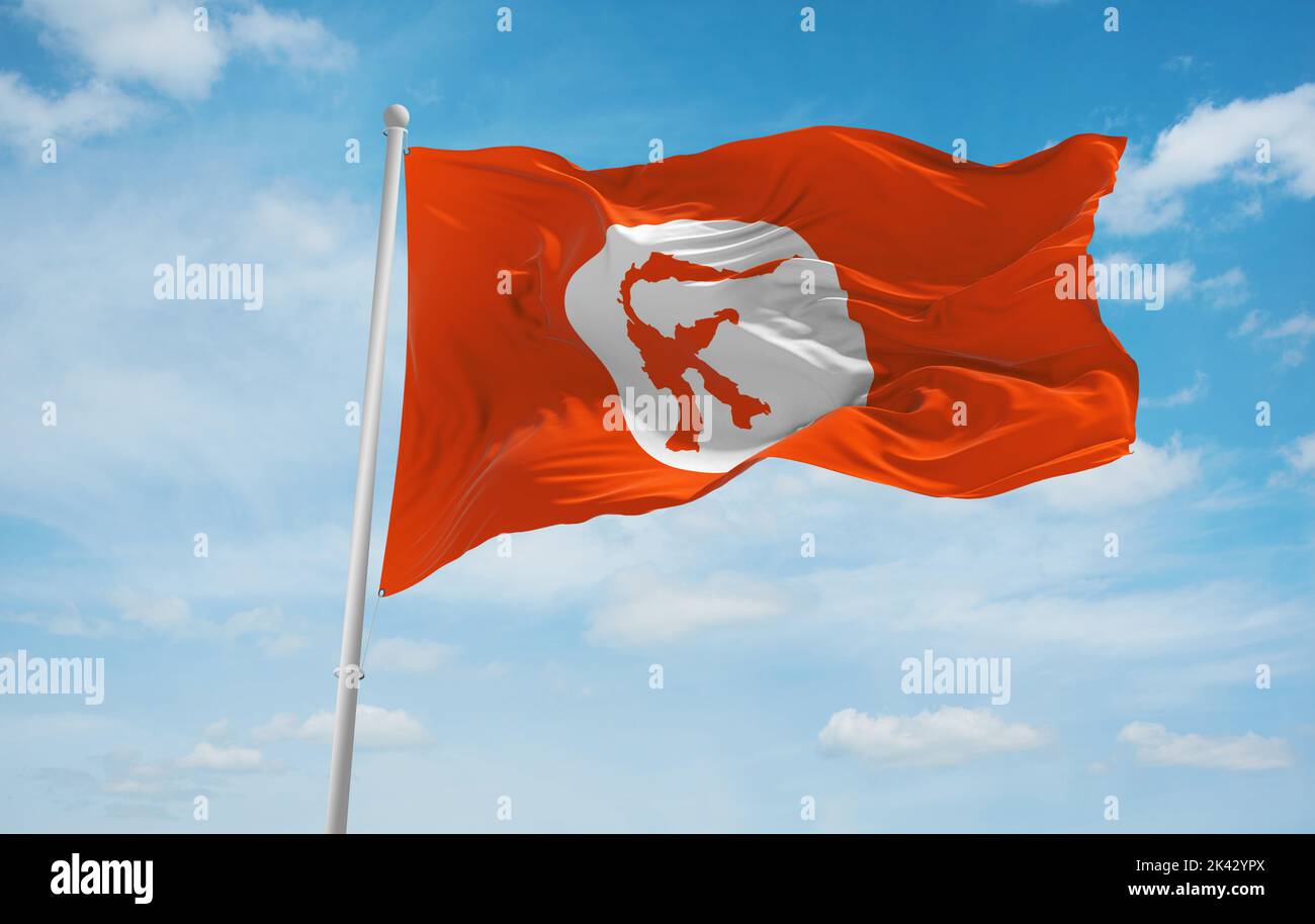 flag of Austronesian peoples Sulawesi people at cloudy sky background ...