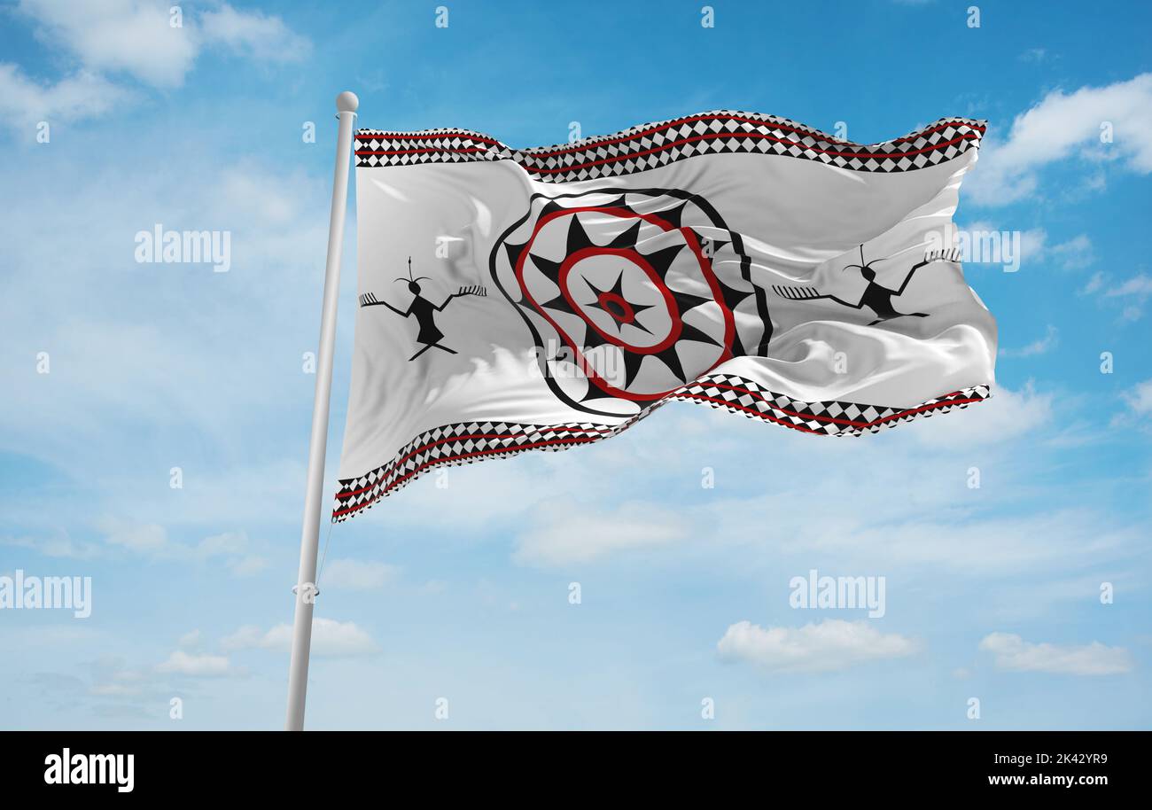 flag of Austronesian peoples Tao people at cloudy sky background ...