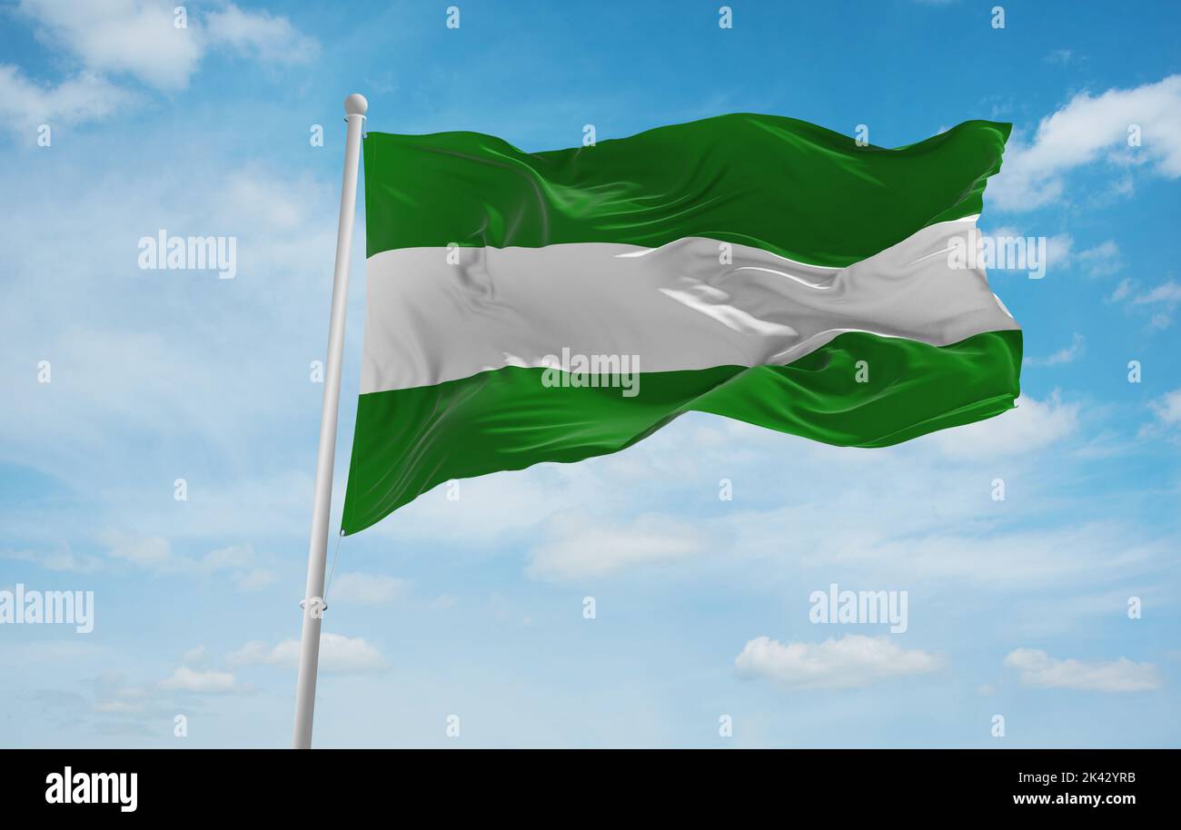 flag of Austronesian peoples Sundanese people at cloudy sky background ...
