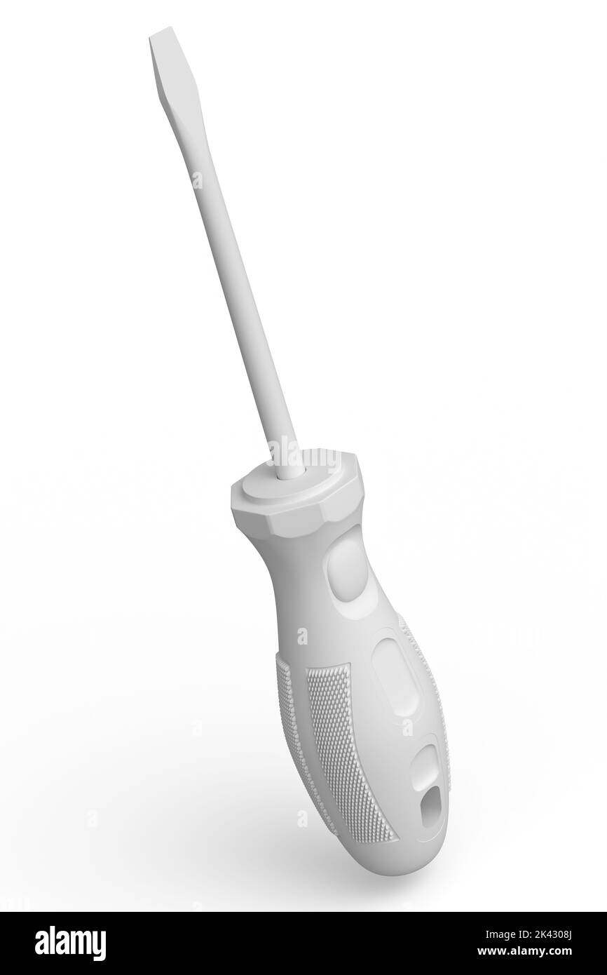 Screwdriver isolated on white monochrome background. 3d render and ...