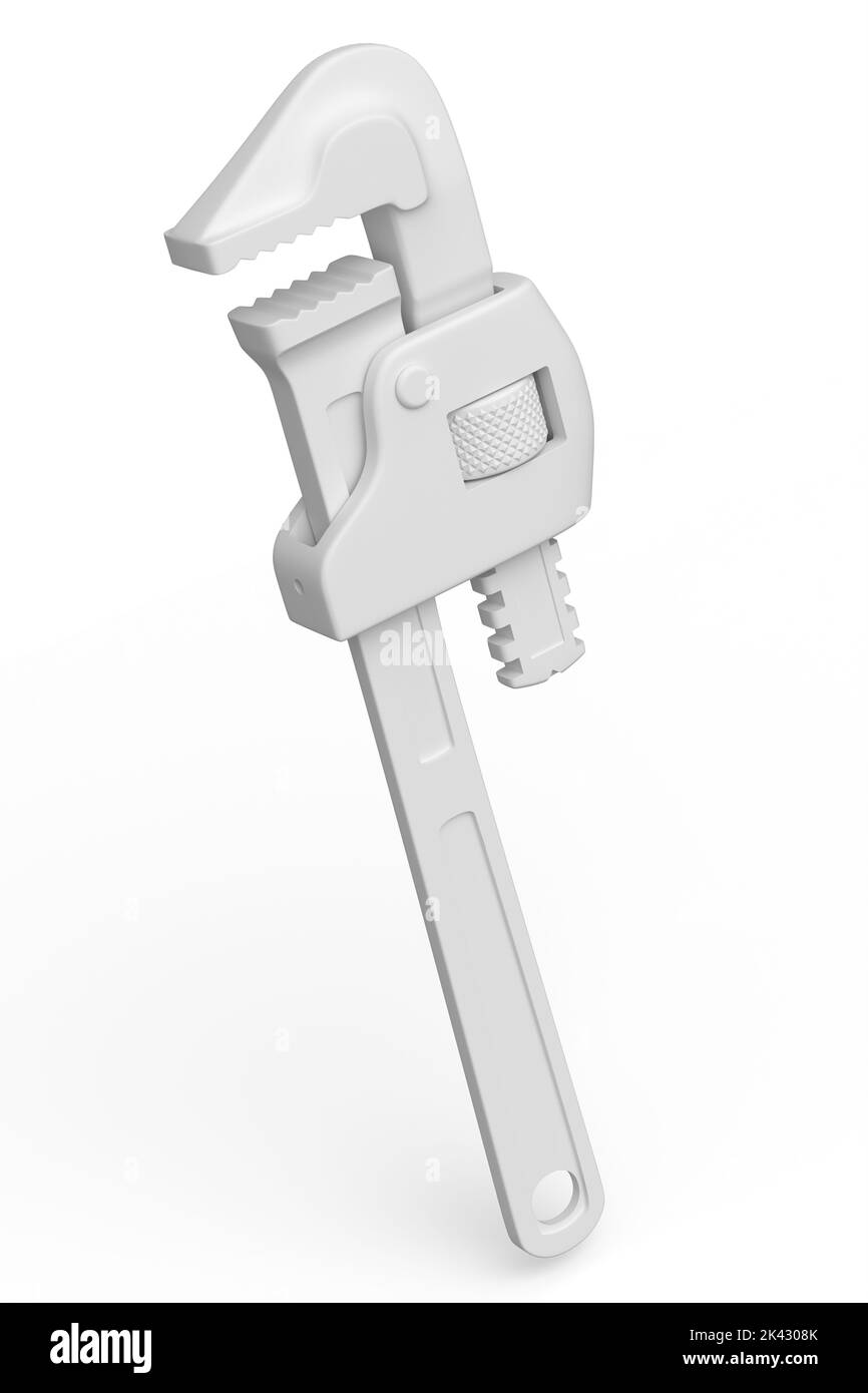 Adjustable pipe wrench, spanner or plumbing tool isolated on white ...