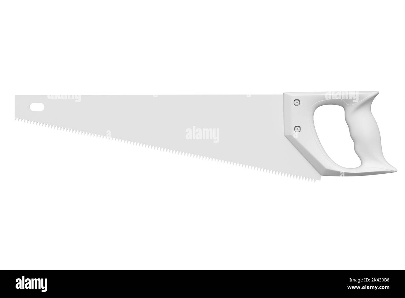 Hand saw with hardened teeth isolated on white monochrome background ...