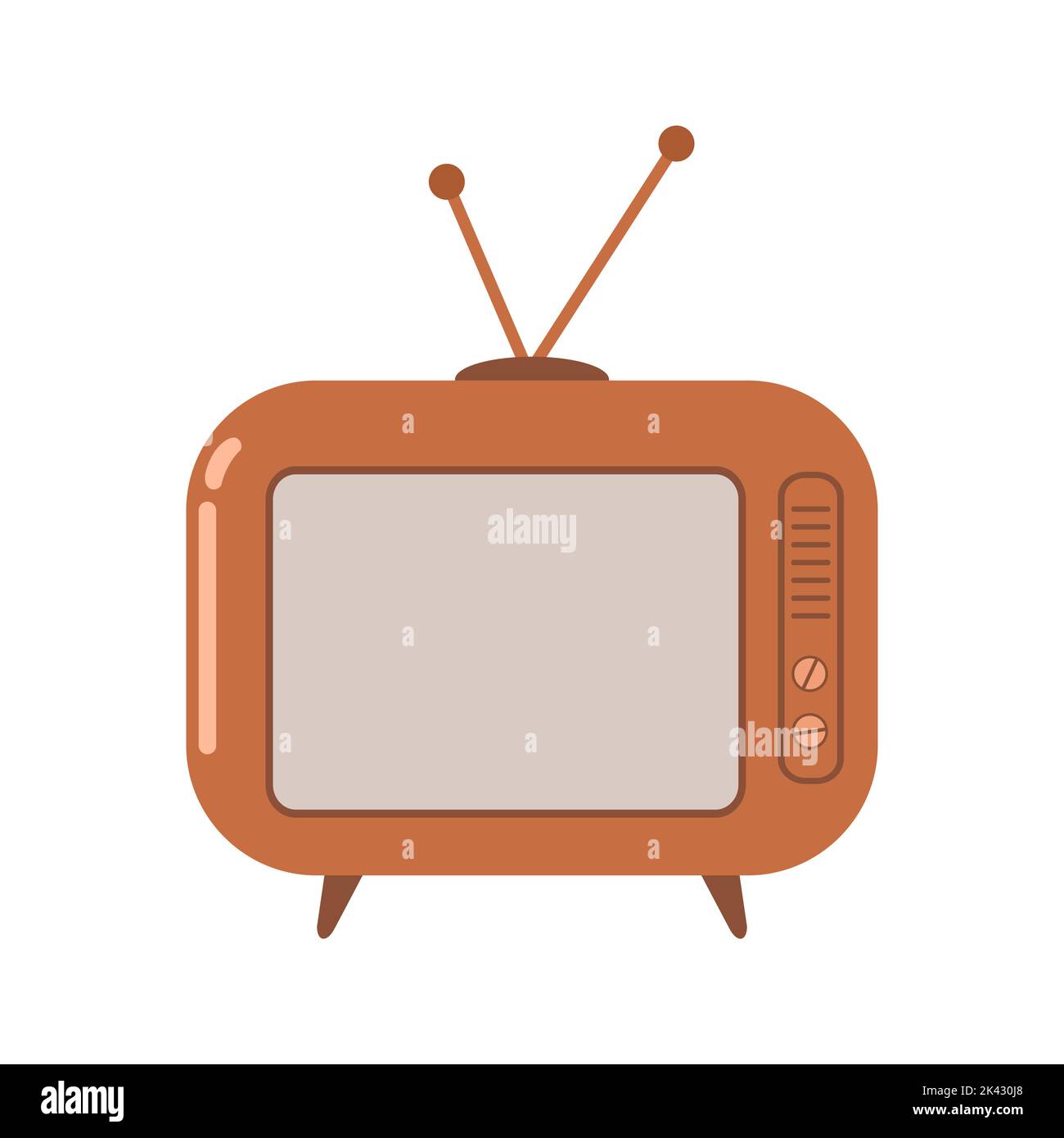 Retro TV set in cartoon style isolated on white background Stock Vector ...