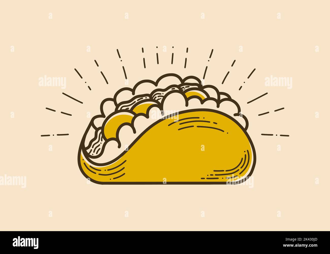 Retro vintage art illustration of a mexican food called tacos Stock ...