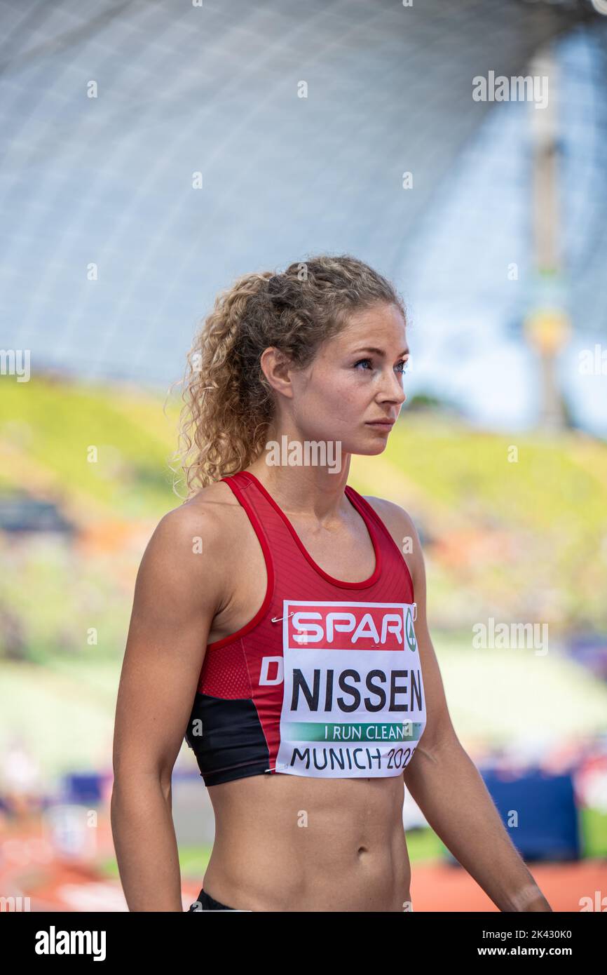 Annemarie Nissen participating in the 400 meters hurdles of the ...