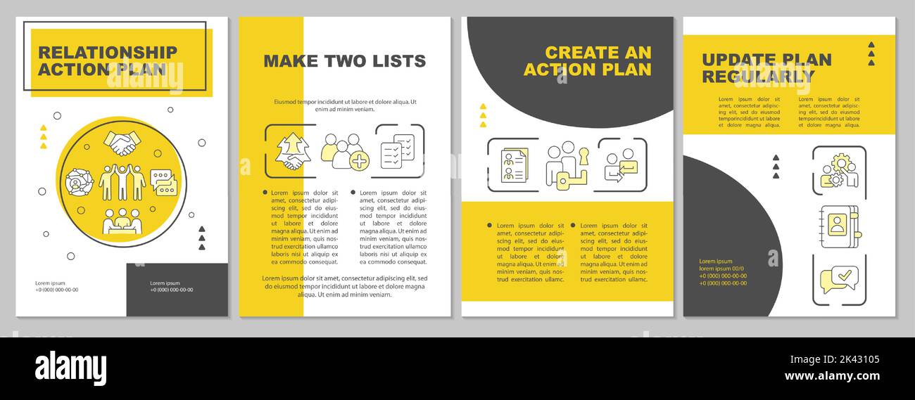 Relationship action plan yellow brochure template Stock Vector Image ...