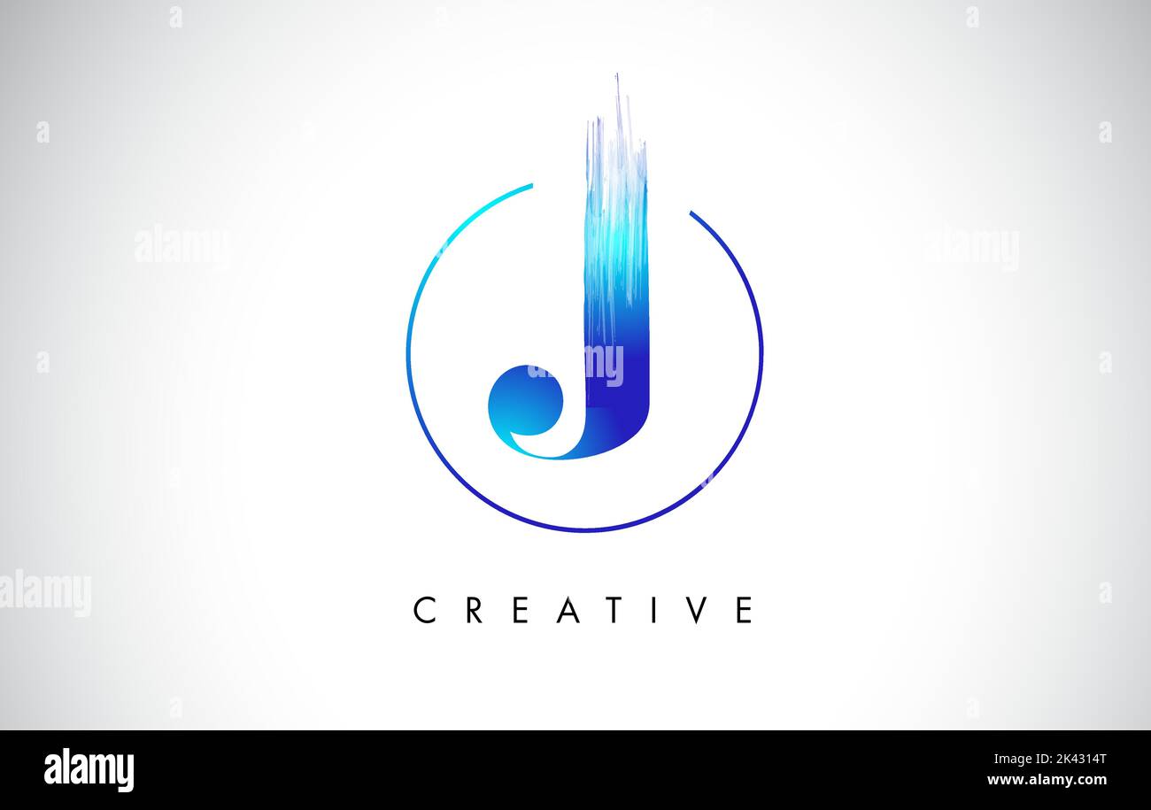 J Brush Stroke Letter Logo Design. Blue Paint Logo Leters Icon with ...