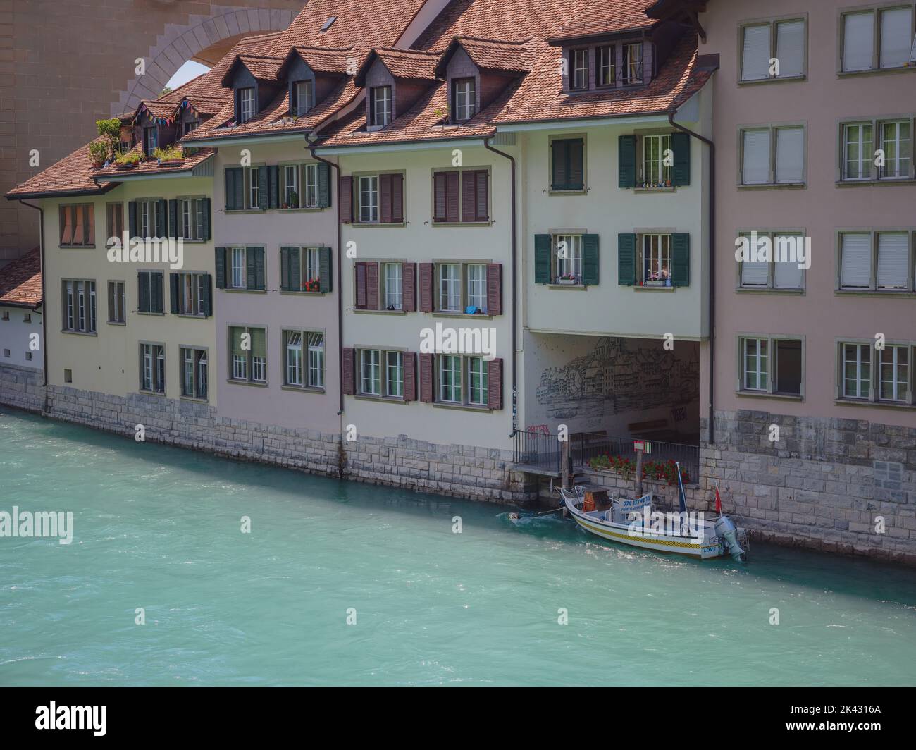 travel to Bern, Switzerland in summer. View of the river Aare Stock ...