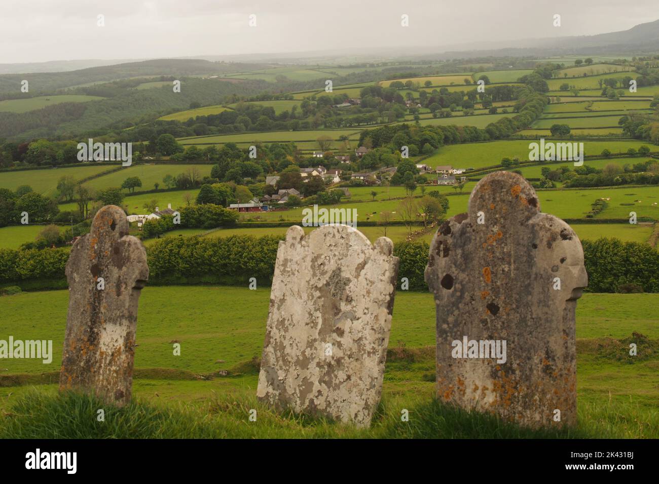 A view from Brentor church looking across the Devon landscape from the church of St Michael de ...