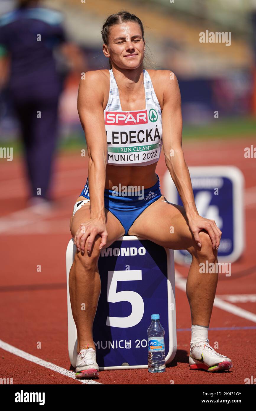 Daniela Ledecká participating in the 400 meters hurdles of the European ...