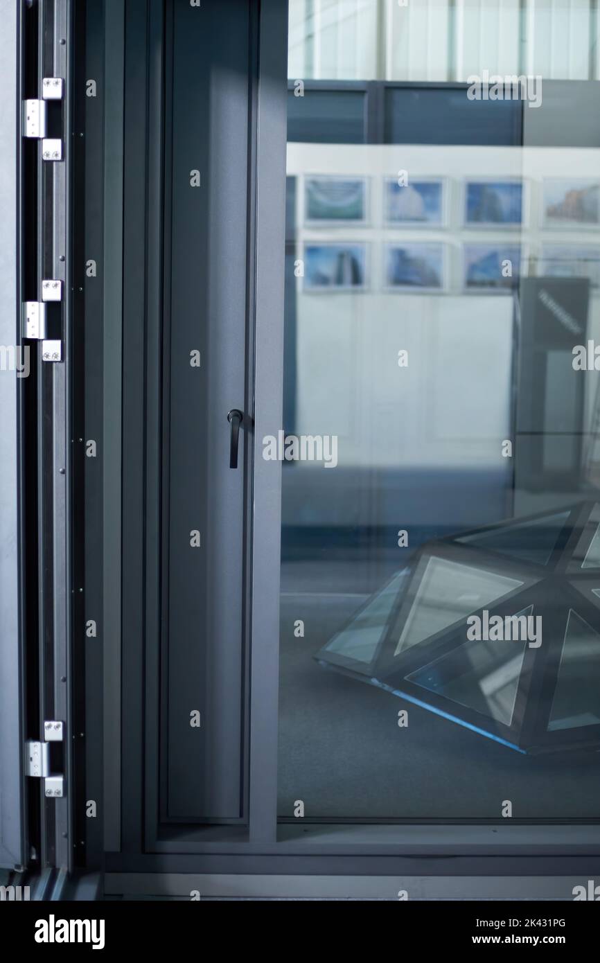 large metal window in a modern home interior design Stock Photo - Alamy