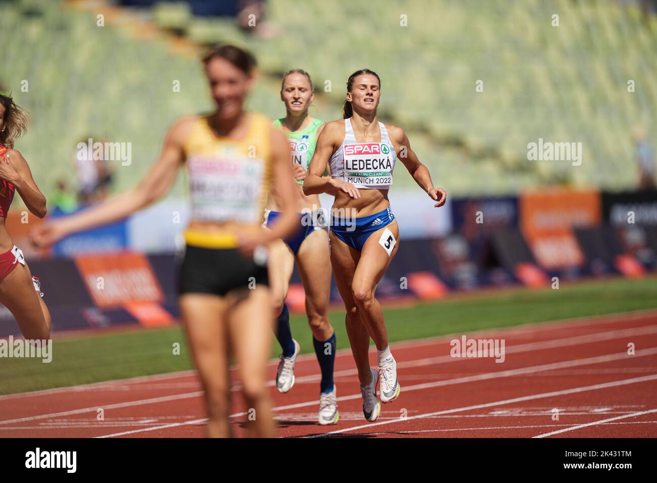 Daniela Ledecká participating in the 400 meters hurdles of the European ...