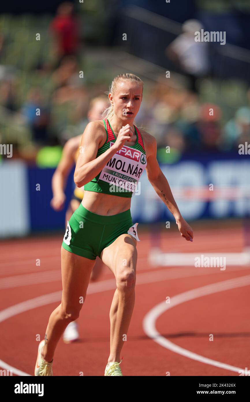 Janka Molnar participating in the 400 meters hurdles of the European ...