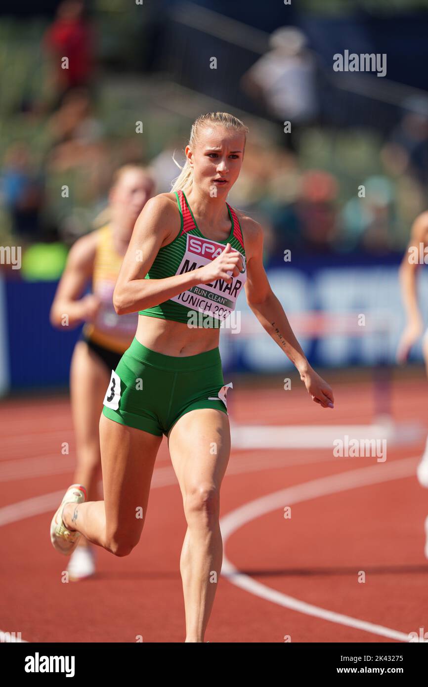 Janka Molnar participating in the 400 meters hurdles of the European ...