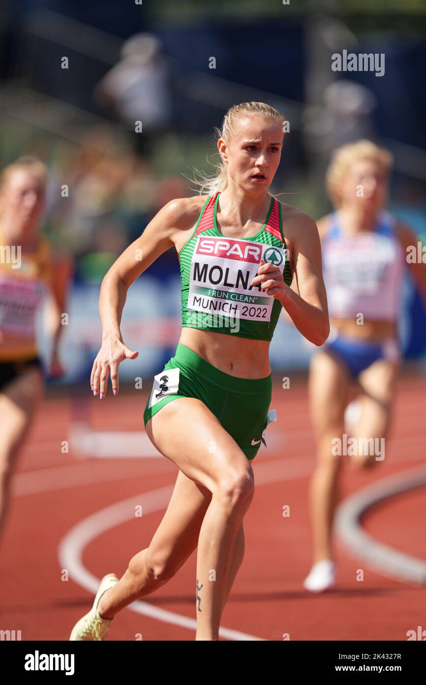 Janka Molnar participating in the 400 meters hurdles of the European ...