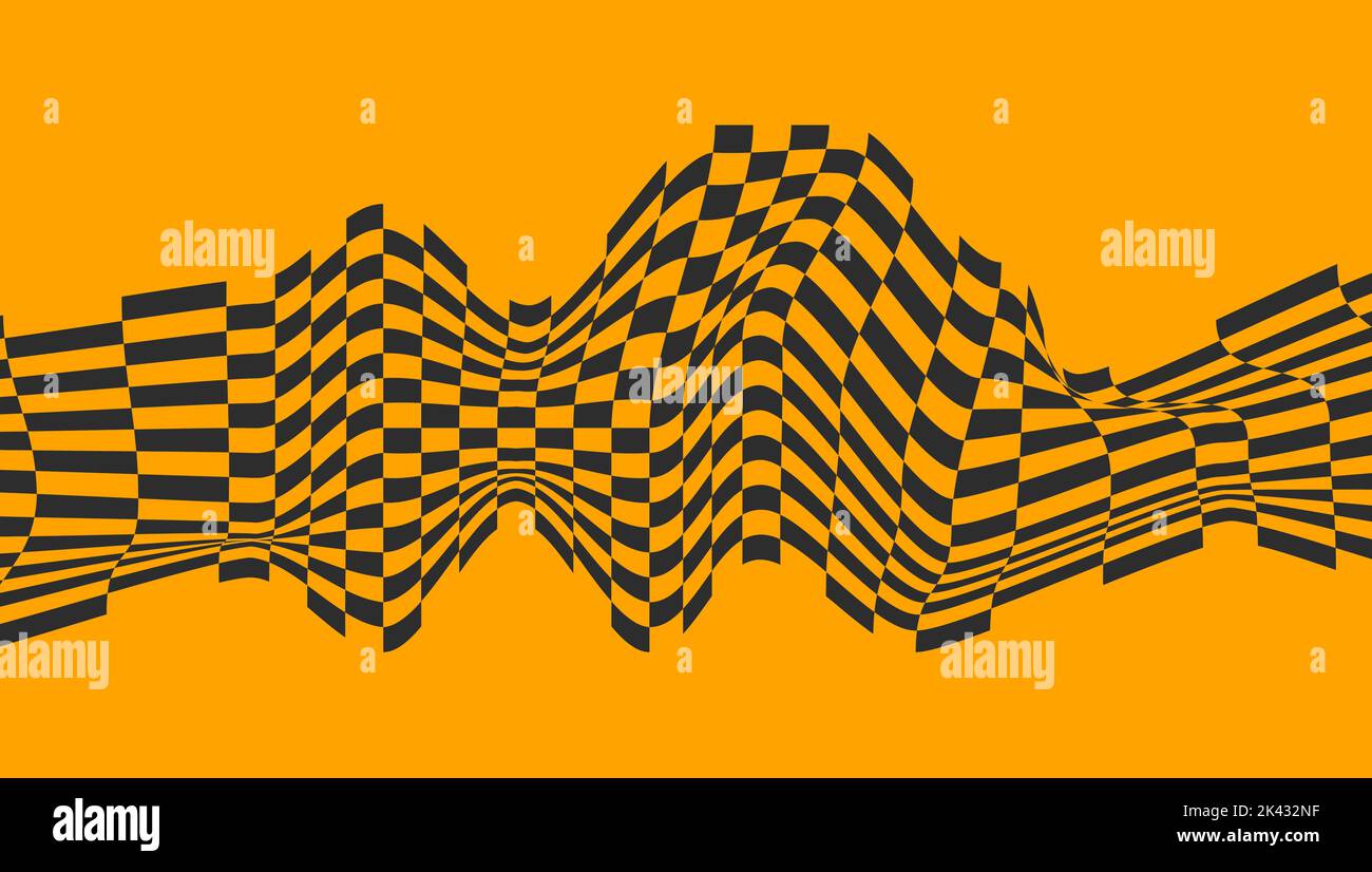 Optical illusion pattern, abstract wave. Chess op art, chessboard ...