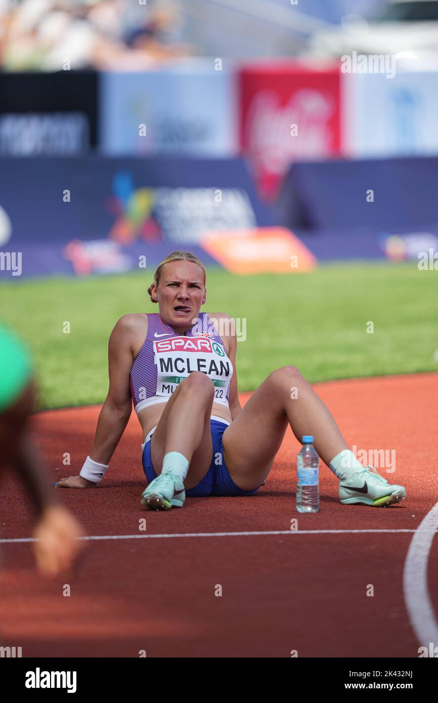 Hayley McLean participating in the 400 meters hurdles of the European ...