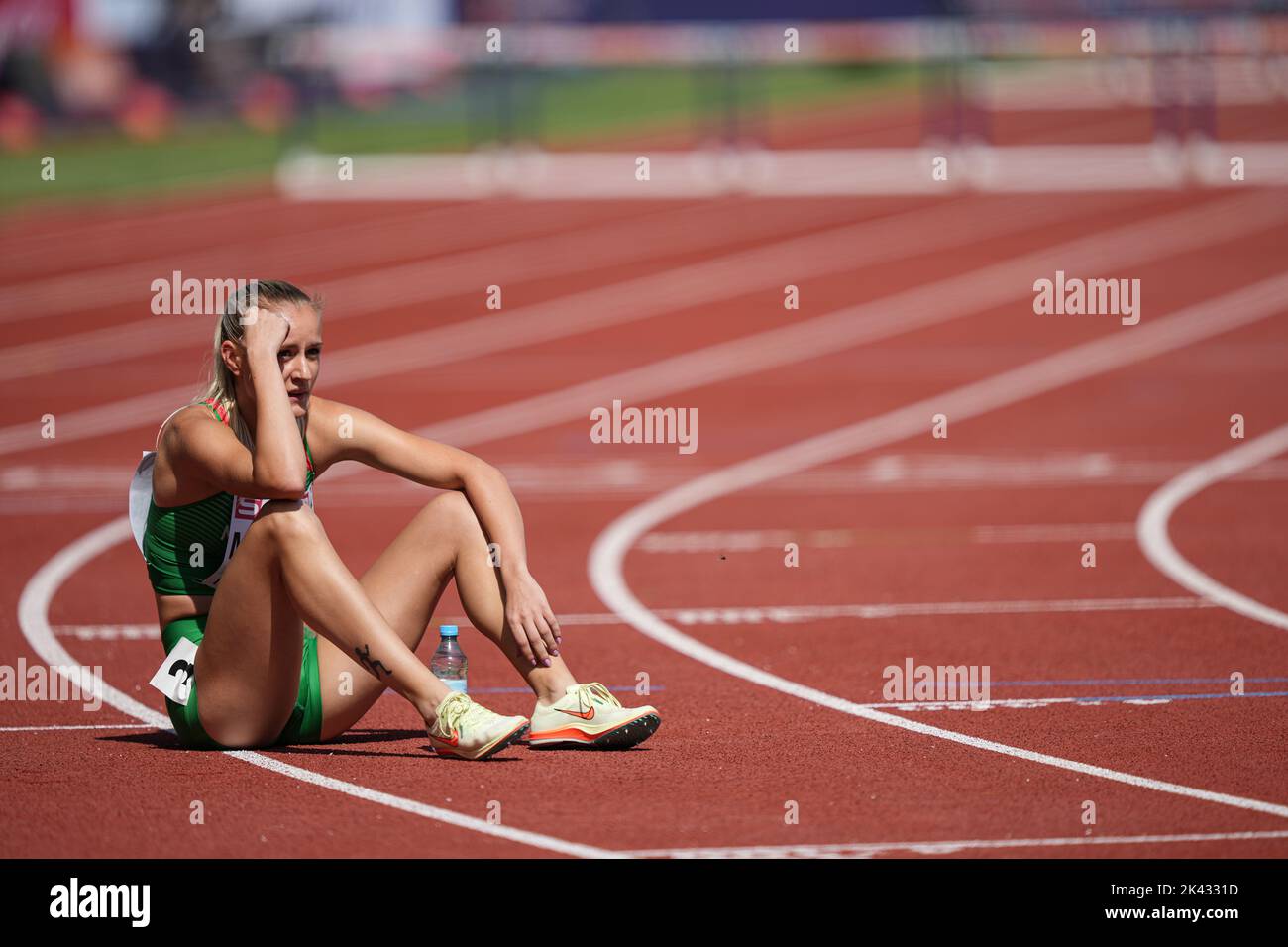 Janka Molnar participating in the 400 meters hurdles of the European ...