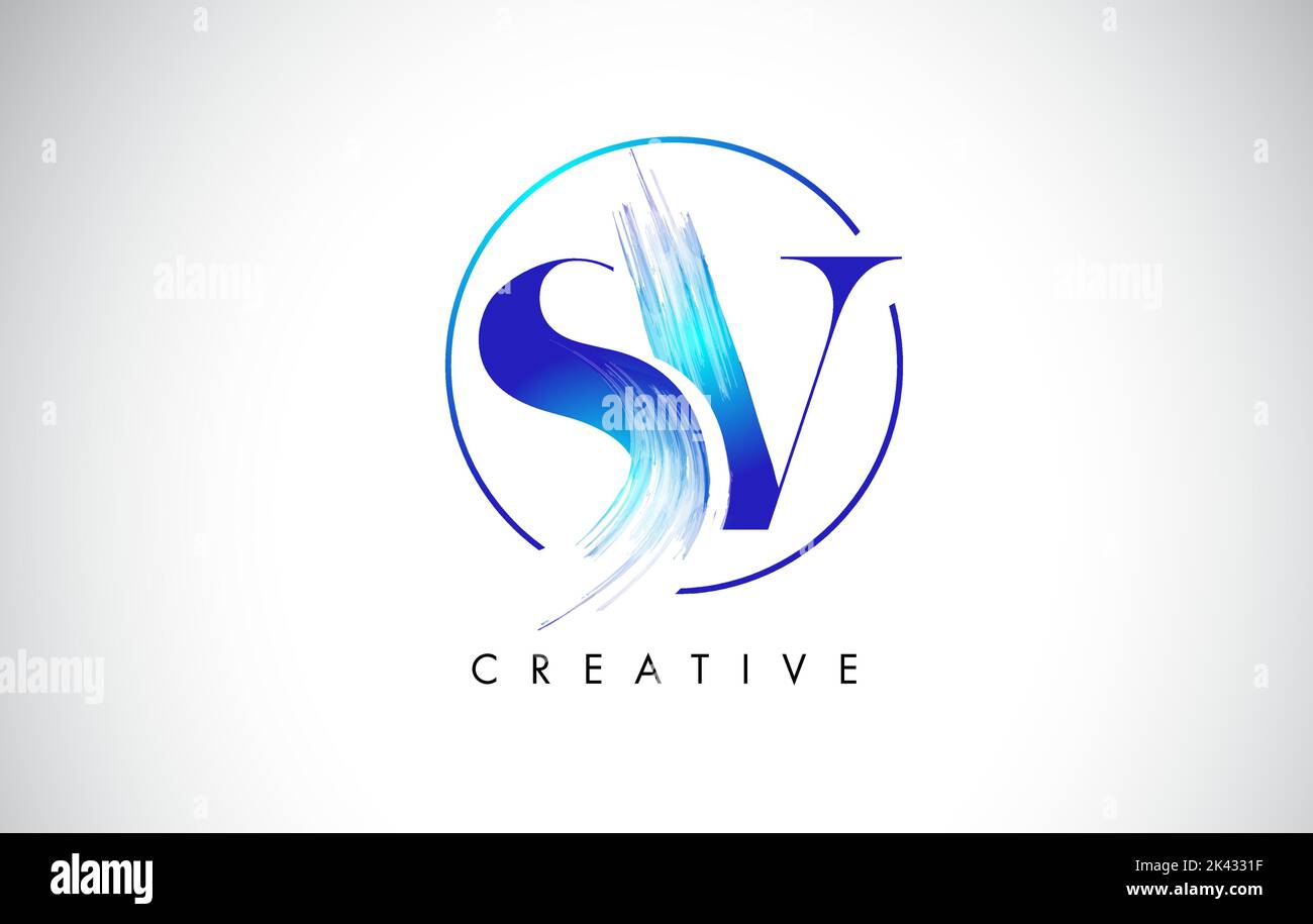 SV Brush Stroke Letter Logo Design. Black Paint Logo Leters Icon with ...
