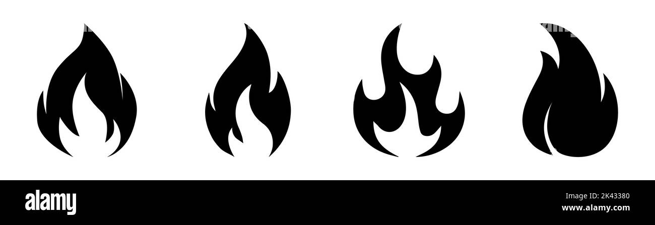 Fire flames icon set. Logo design on the white background Stock Vector ...