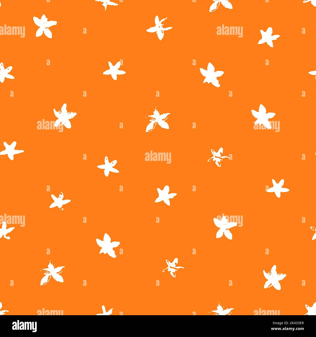 Simple seamless floral pattern of orange fruit bloom. Hand drawn vector ...