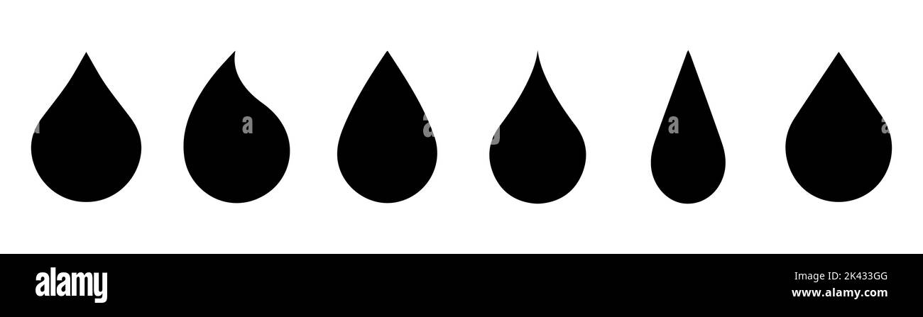 Black water drop shape. Set of water drops isolated on white background ...