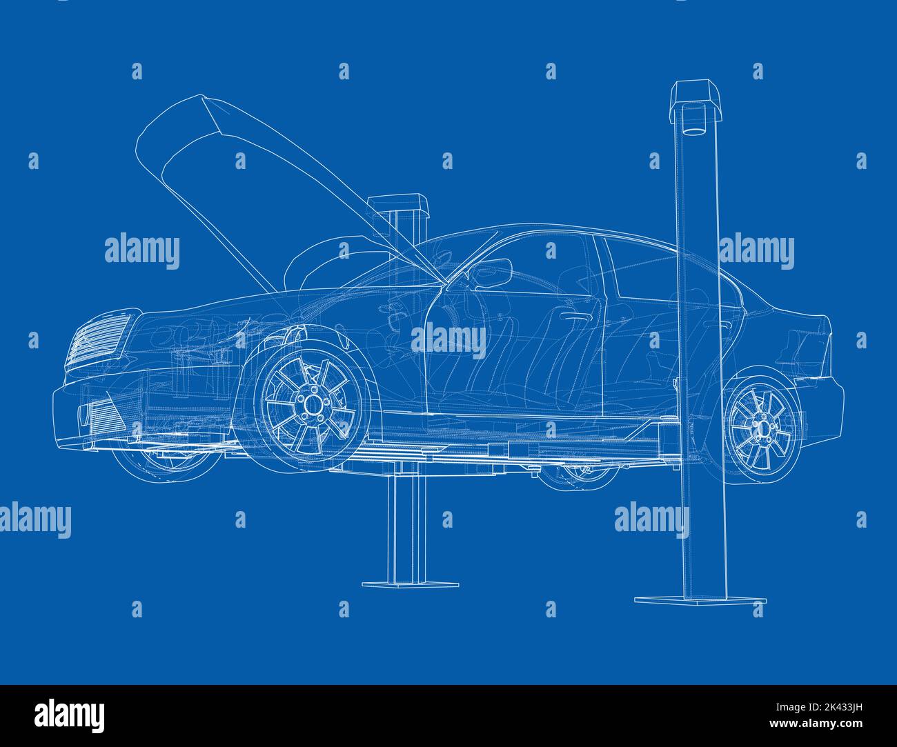Car lift stand tower with car. Vector Stock Vector Image & Art - Alamy