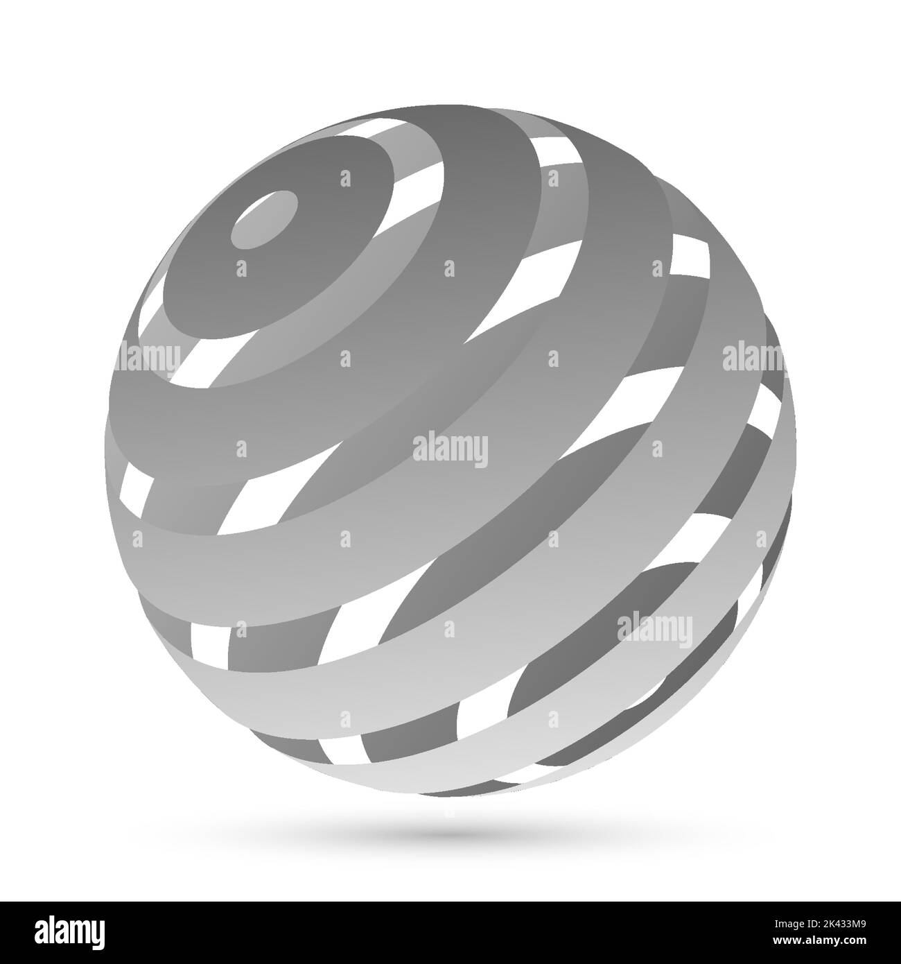 Collection of abstract spheres from gray stripes. 3D realistic ball ...