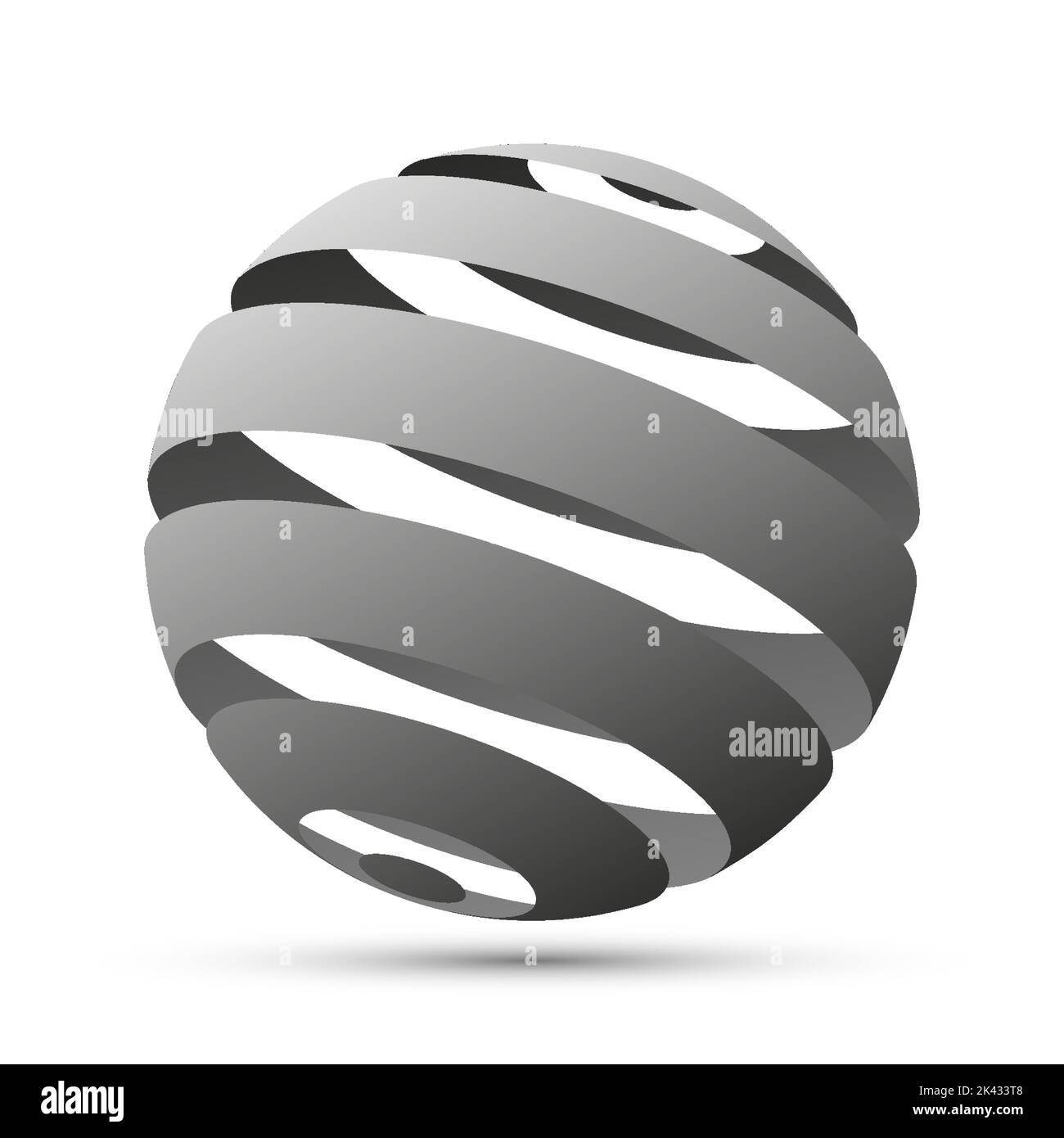 Collection of abstract spheres from gray stripes. 3D realistic ball ...