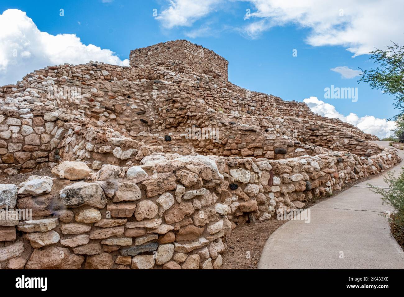 View of Tuzigoot National Monument from a sidewalk beside the structure ...
