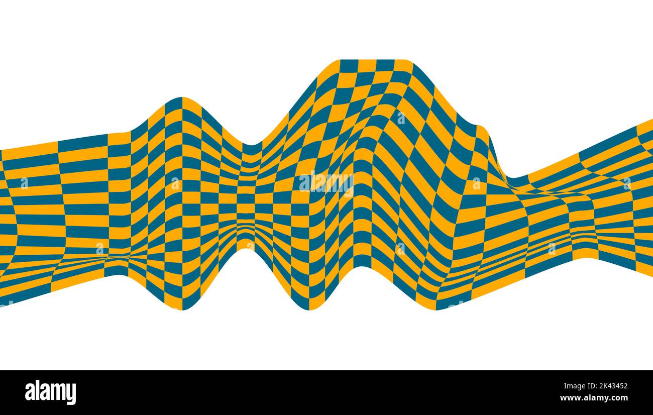 Optical illusion pattern, abstract wave. Chess op art, chessboard ...