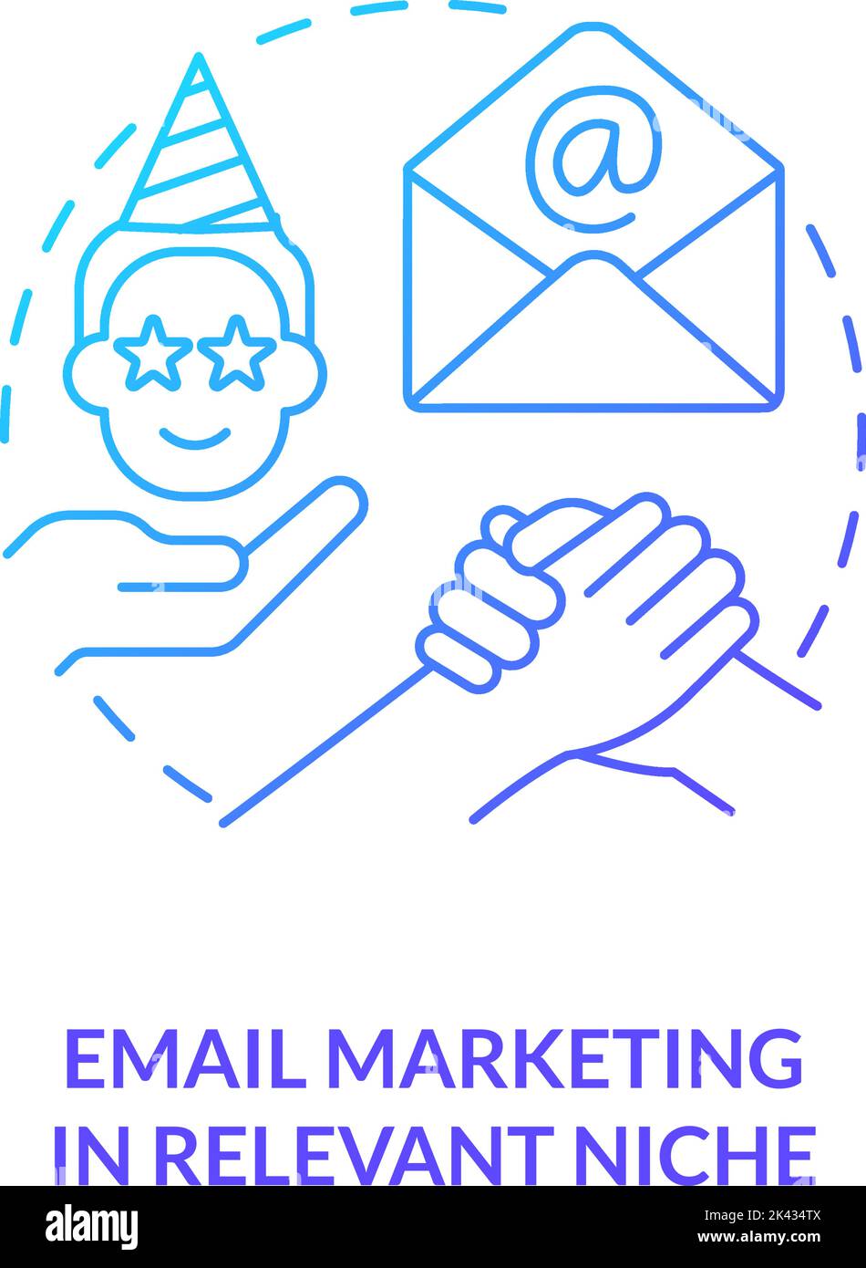 Email marketing in relevant niche blue gradient concept icon Stock ...