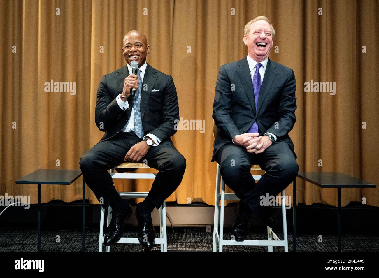 New York City Mayor Eric Adams (D) and Microsoft President Brad Smith ...