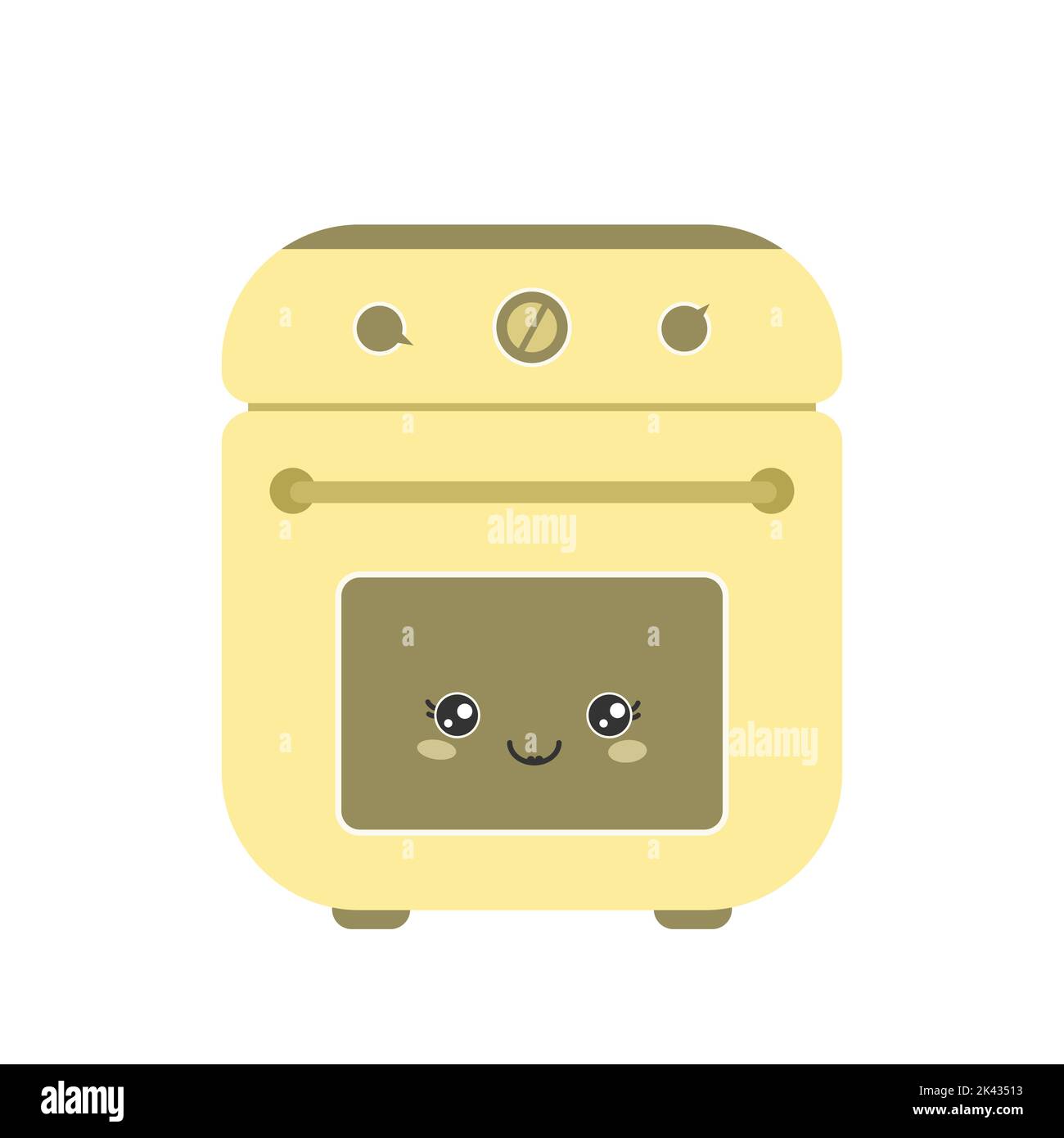 Kitchen stove top and oven in kawaii style . Vector illustration Stock ...