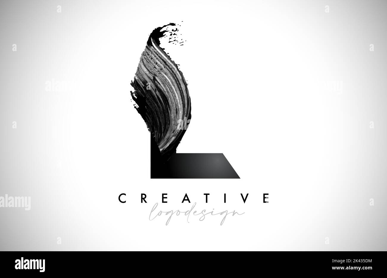 Letter L Logo Brush Stroke with Artistic Watercolor Paint Brush Icon ...