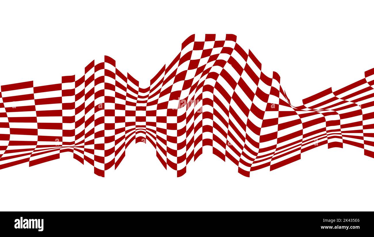 Optical illusion pattern, abstract wave. Chess op art, chessboard ...