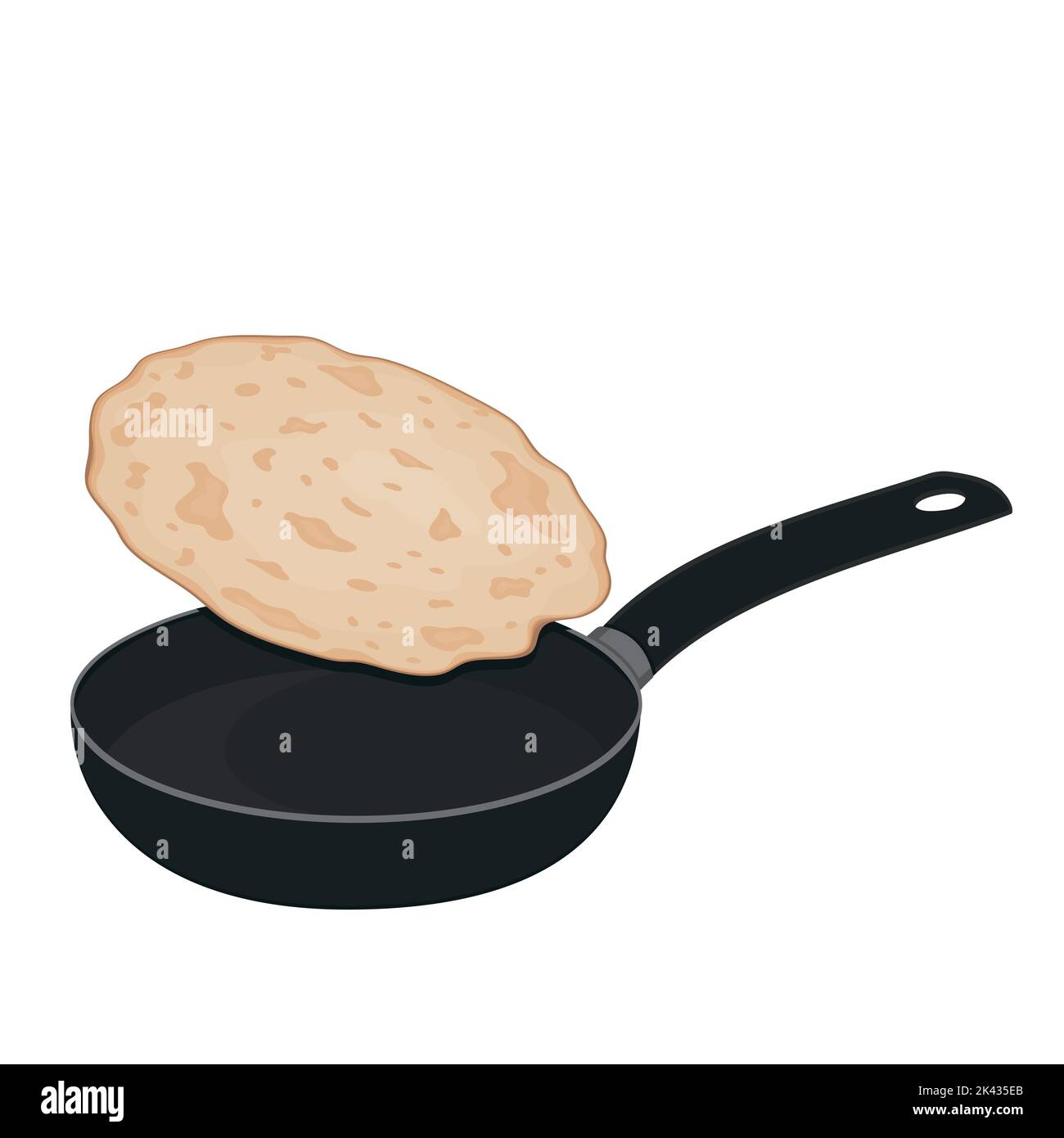 Stack of pancakes in a frying pan, color vector isolated cartoon-style ...