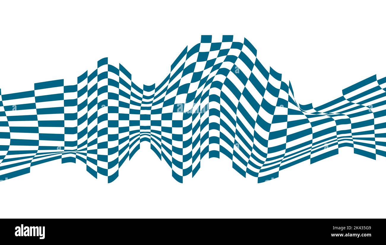 Optical illusion pattern, abstract wave. Chess op art, chessboard ...