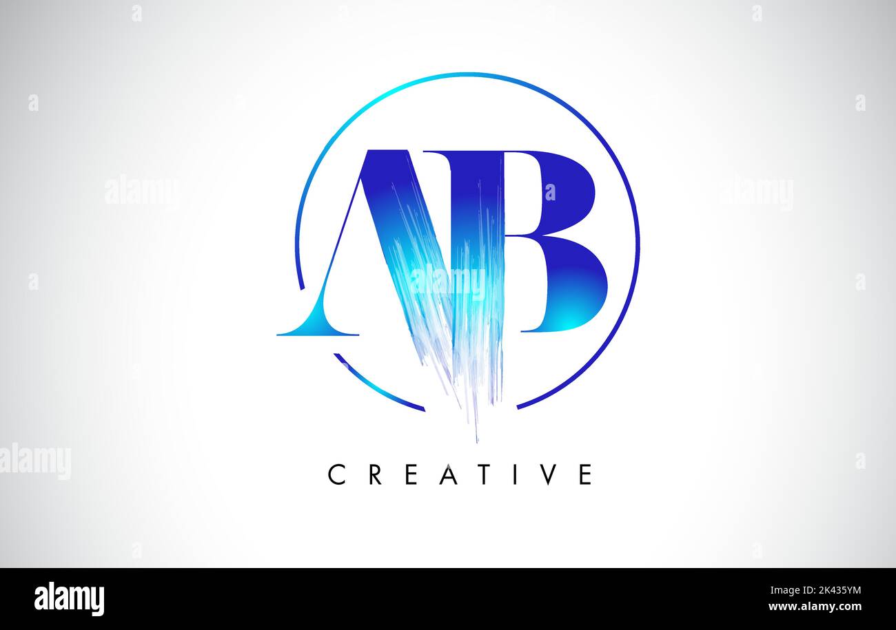 AB Brush Stroke Letter Logo Design. Blue Paint Logo Leters Icon with ...